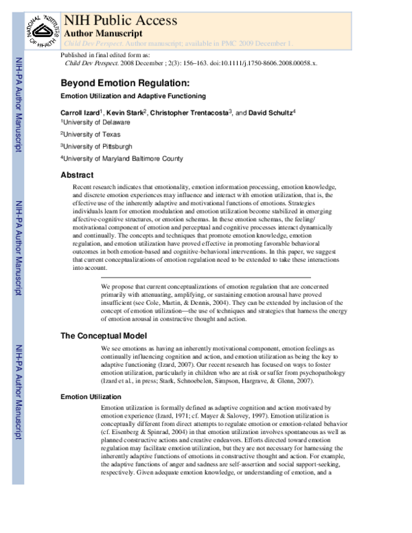 (PDF) Beyond Emotion Regulation: Emotion Utilization and Adaptive ...