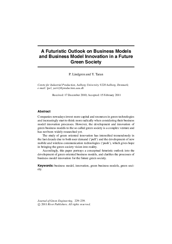 (PDF) A Futuristic Outlook on Business Models and Business Model ...