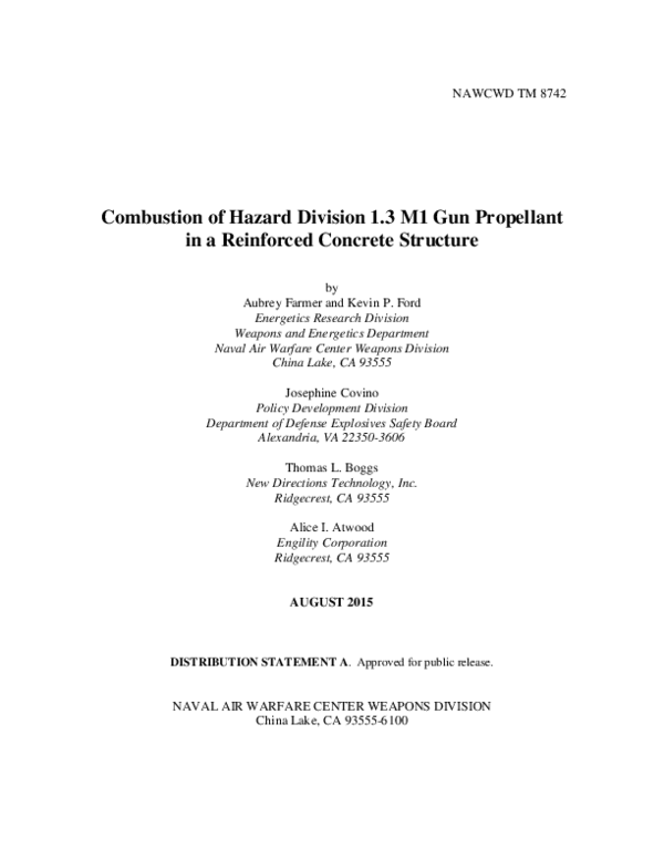 (PDF) Combustion of Hazard Division 1.3 M1 Gun Propellant in a ...