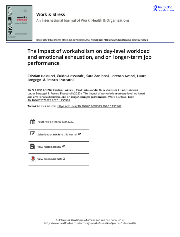(PDF) The impact of workaholism on day-level workload and emotional ...