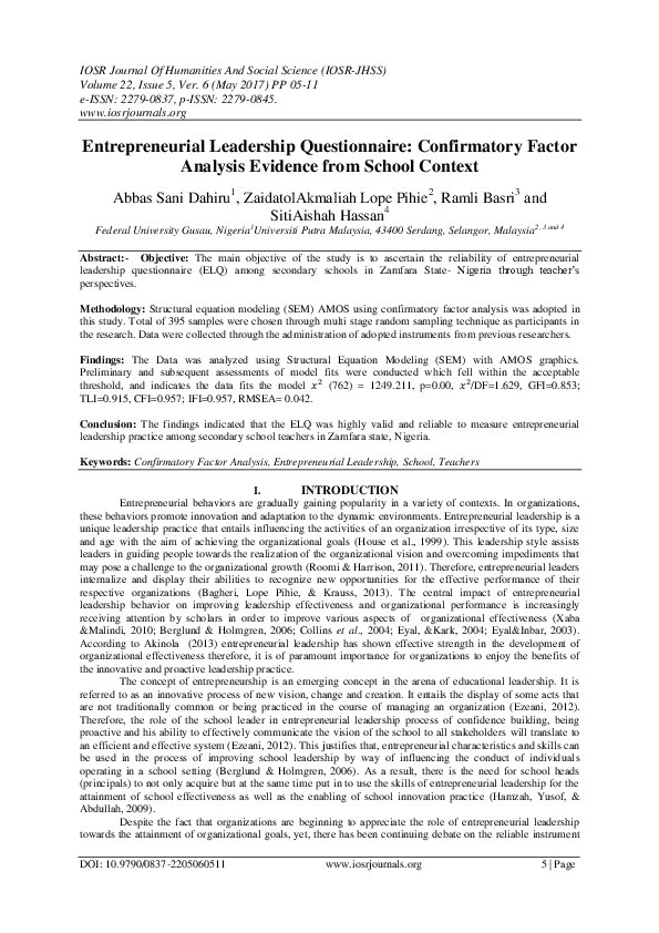 (PDF) Validating Entrepreneurial Leadership Questionnaire (PDF) Validating Entrepreneurial Leadership Questionnaire