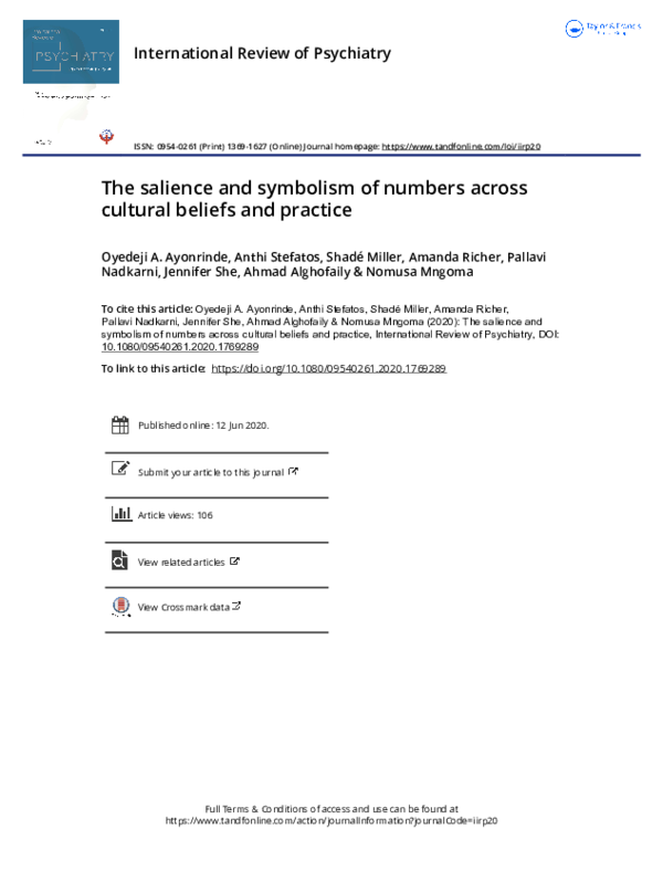 (PDF) The salience and symbolism of numbers across cultural beliefs and ...