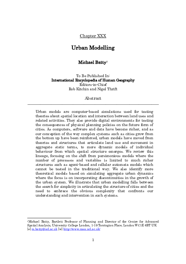 (PDF) Urban Modelling