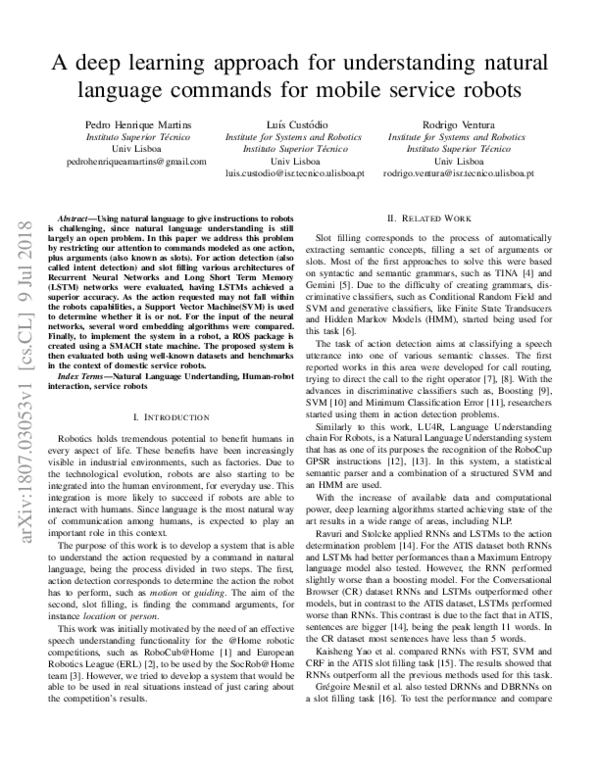 Pdf A Deep Learning Approach For Understanding Natural Language Commands For Mobile Service Robots