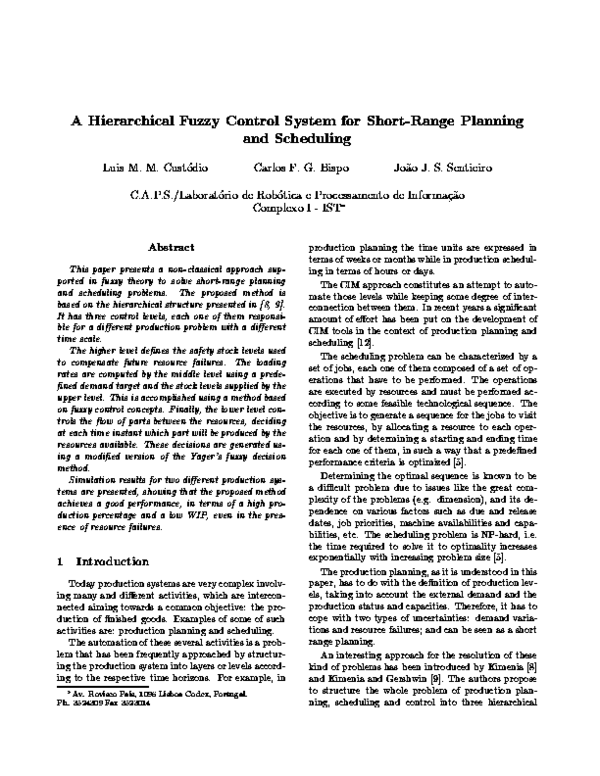 (PDF) A Hierarchical Fuzzy Control System For Short-Range Planning And ...