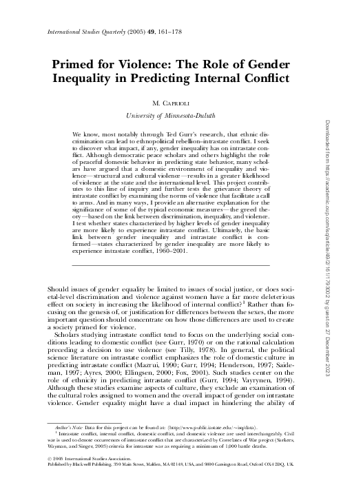 (PDF) Primed for Violence: The Role of Gender Inequality in Predicting ...