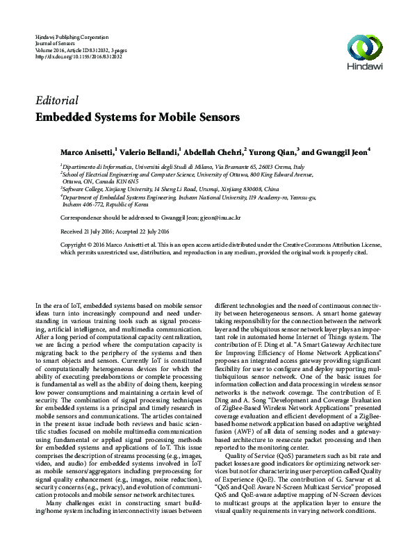 (PDF) Embedded Systems for Mobile Sensors