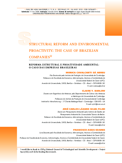 (PDF) Structural reform and environmental proactivity: the case of ...