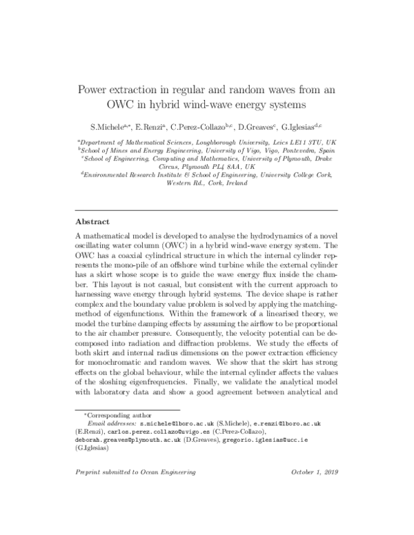 (PDF) Power extraction in regular and random waves from an OWC in ...