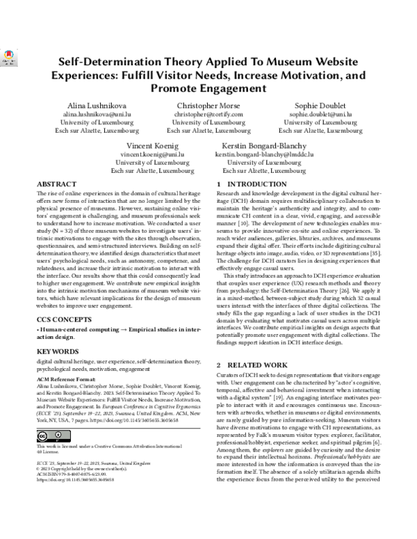 (PDF) Self-Determination Theory Applied To Museum Website Experiences ...