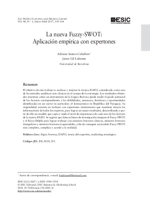 (PDF) The New Fuzzy SWOT: Empirical Application with Expertons