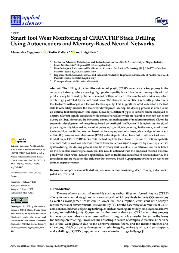 Pdf Monitoring Tool Wear In Cfrp Drilling Using Ai Techniques