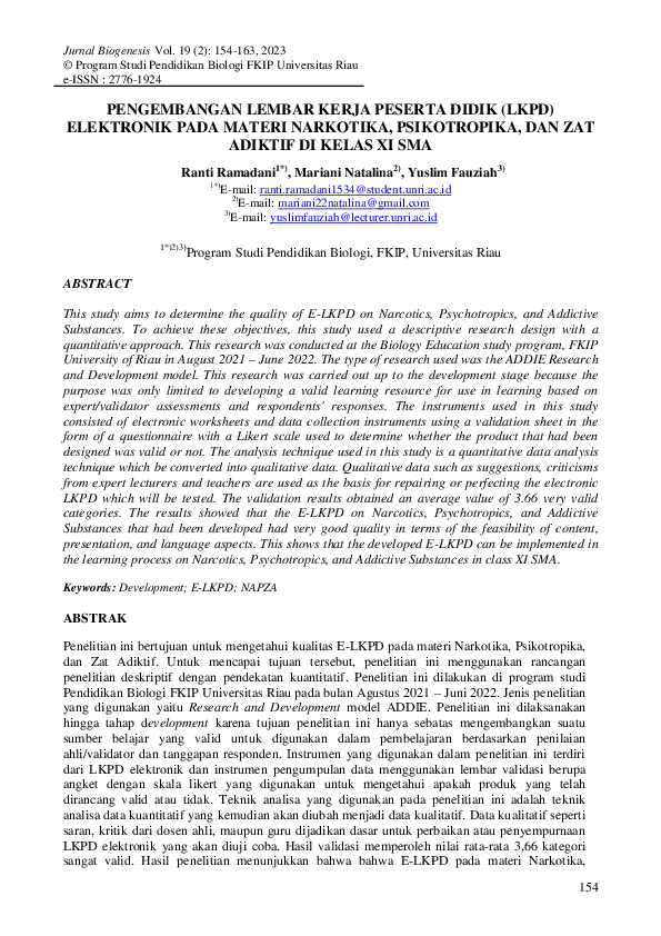 (PDF) Pengembangan Lembar Kerja Peserta Didik (LKPD) Elektronik Pada ...