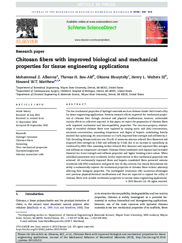 (PDF) Chitosan fibers with improved biological and mechanical ...