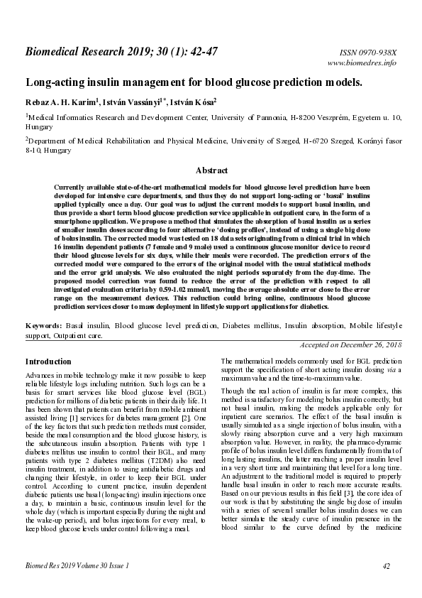 (PDF) Long-acting insulin management for blood glucose prediction models