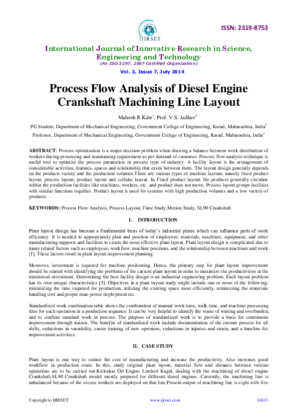 (PDF) Process Flow Analysis of Diesel EngineCrankshaft Machining Line ...