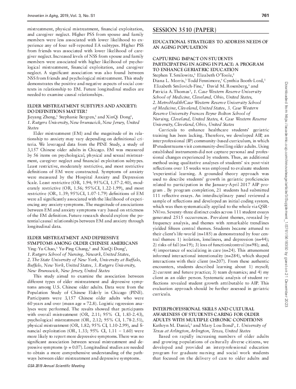 (PDF) Capturing Impact on Students Participating in Aging in Place: A ...