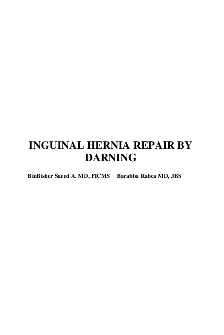 (PDF) Inguinal Hernia Repair by Darning | Bahaa Rabee - Academia.edu