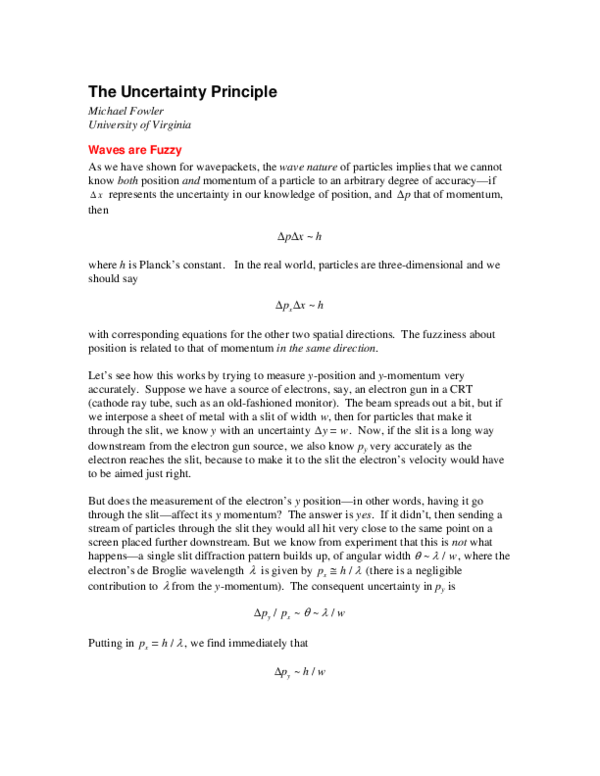 (PDF) The Uncertainty Principle