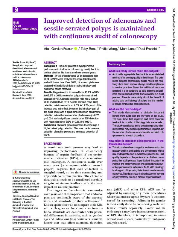 (PDF) Improved detection of adenomas and sessile serrated polyps is ...
