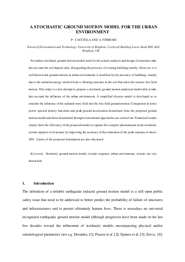 (PDF) A stochastic ground motion model for the urban environment