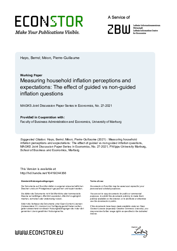 (PDF) Measuring Household Inflation Perceptions and Expectations: The ...