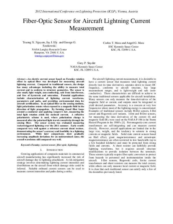 (PDF) Fiber-Optic Sensor for Aircraft Lightning Current Measurement