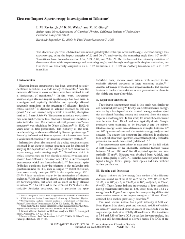 (PDF) Electron-Impact Spectroscopy Investigation of Diketene†