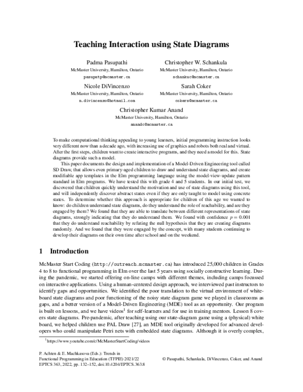 (PDF) Teaching Interaction using State Diagrams