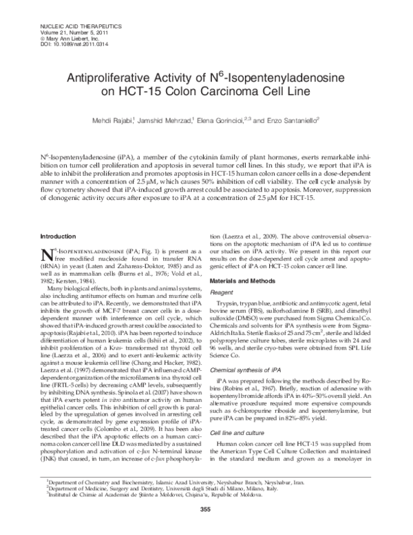 (PDF) iPA Induces Apoptosis in HCT-15 Colon Cells