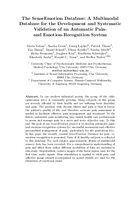 (PDF) The SenseEmotion Database: A Multimodal Database for the Development and Systematic ...