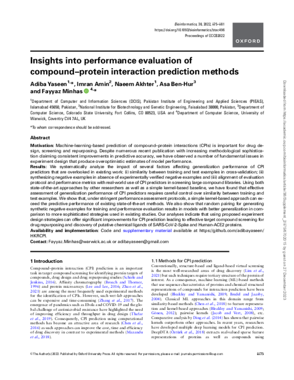 (PDF) Insights into performance evaluation of compound–protein ...