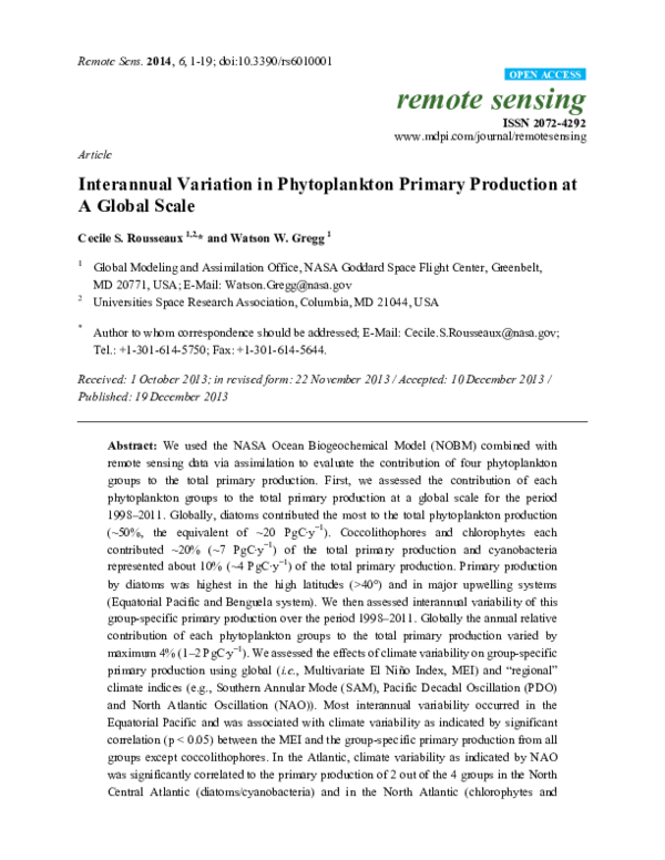 (PDF) Interannual Variation in Phytoplankton Primary Production at A ...