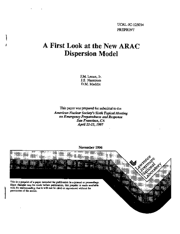 (PDF) First look at the new ARAC dispersion model