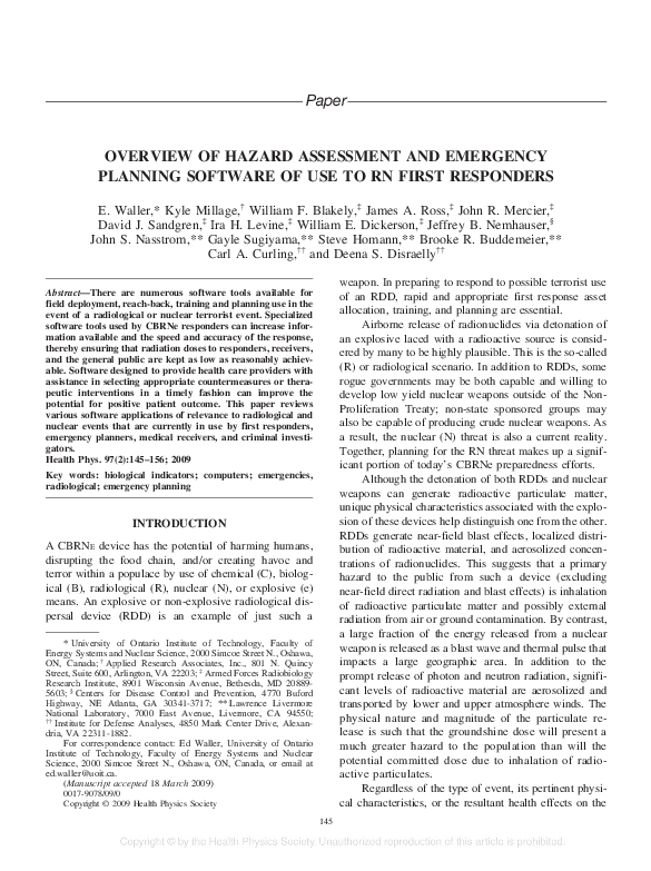 (PDF) Overview of Hazard Assessment and Emergency Planning Software of ...