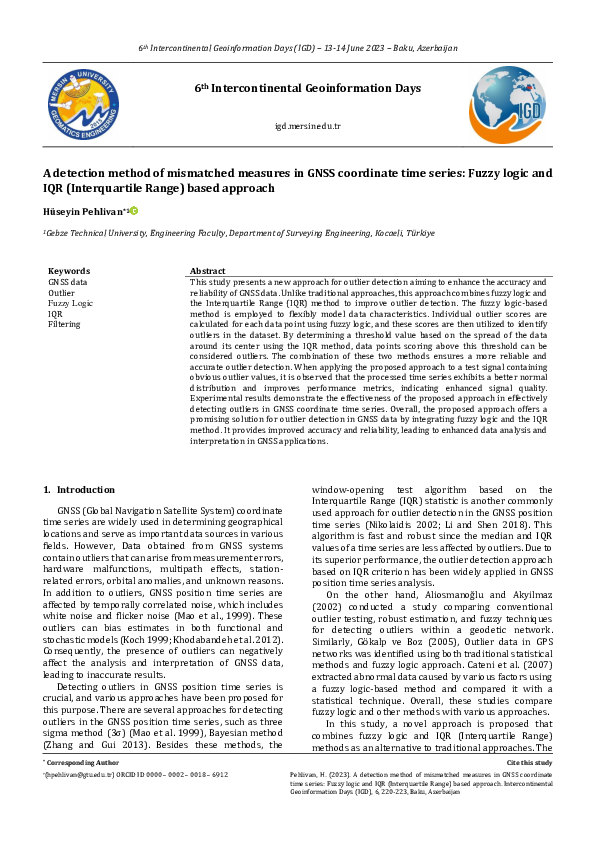 (PDF) A detection method of mismatched measures in GNSS coordinate time series: Fuzzy logic and ...