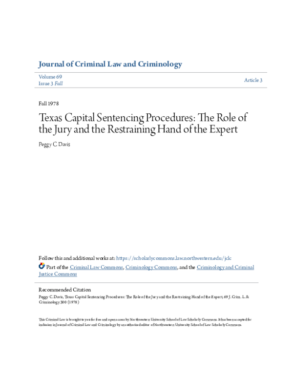 (PDF) Texas Capital Sentencing Procedures: The Role of the Jury and the ...