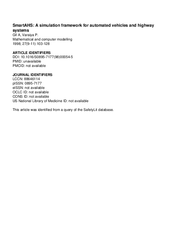 (PDF) SmartAHS: A simulation framework for automated vehicles and highway systems