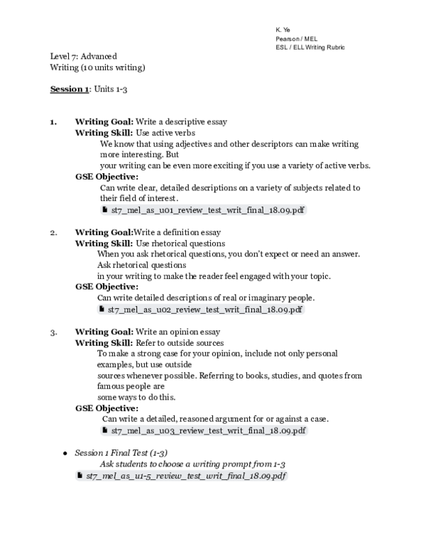 (PDF) Level 7: Advanced Writing