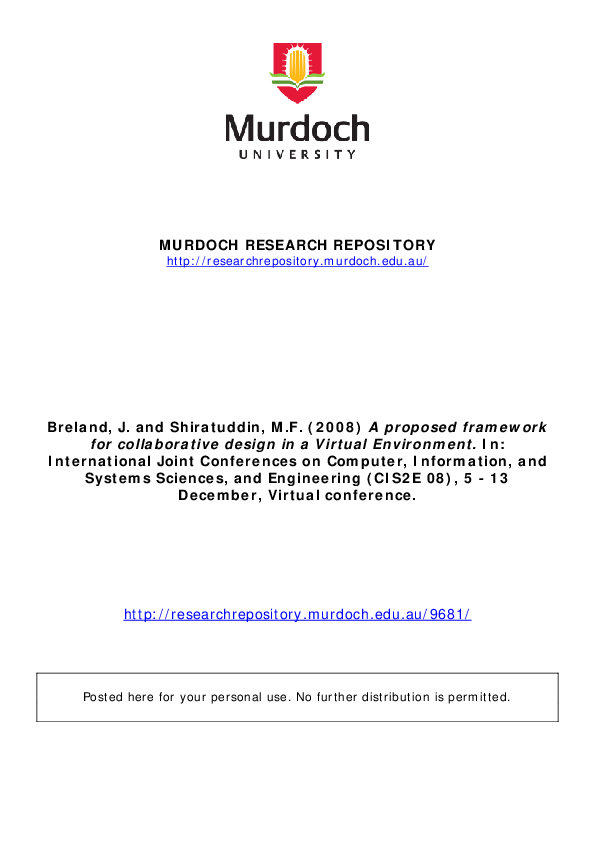 (PDF) A Proposed Framework for Collaborative Design in a Virtual ...