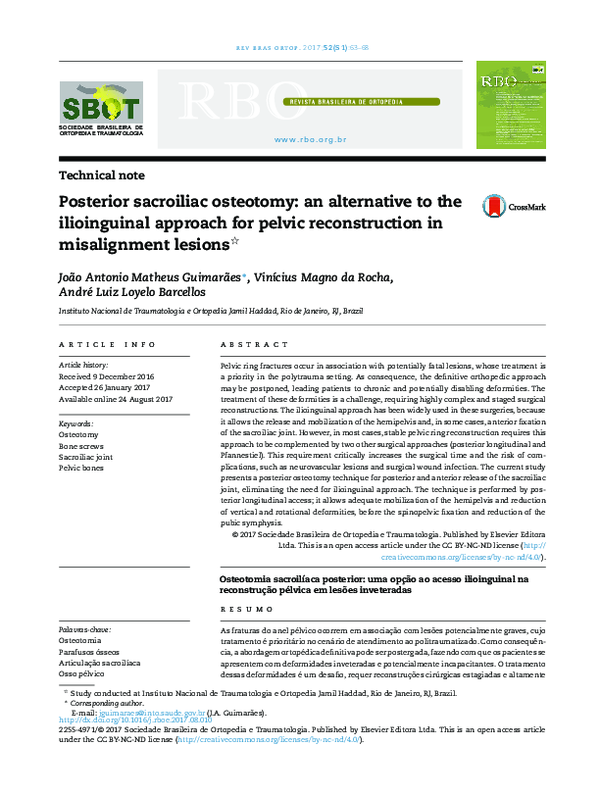 (PDF) Posterior sacroiliac osteotomy: an alternative to the ...