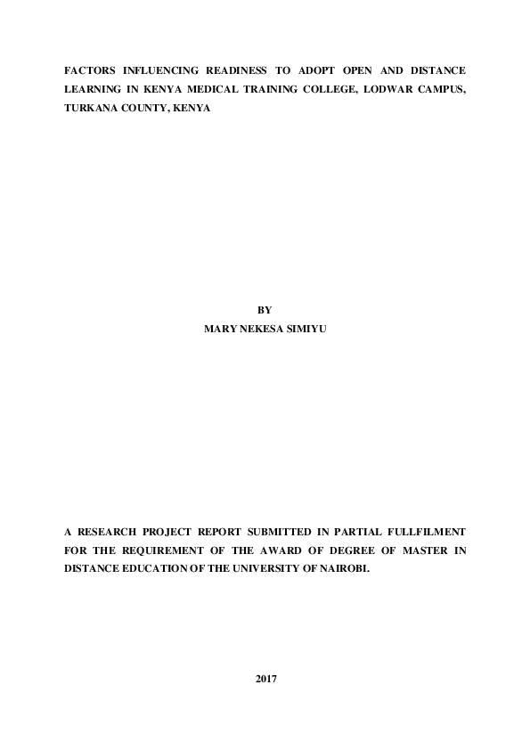 (PDF) Factors influencing readiness to adopt open and distance learning ...