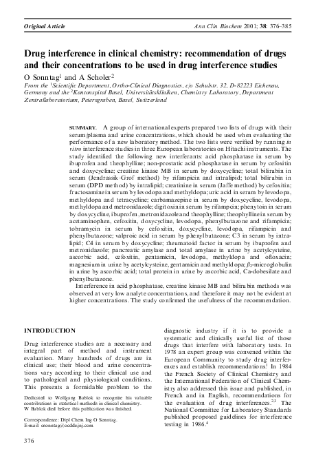 (PDF) Drug interference in clinical chemistry: recommendation of drugs ...