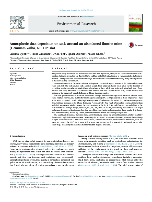 (PDF) Atmospheric dust deposition on soils around an abandoned fluorite ...