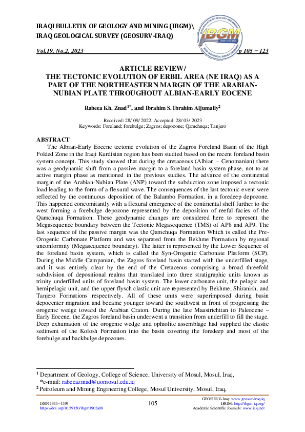 (PDF) IRAQI BULLETIN OF GEOLOGY AND MINING (IBGM)\ IRAQ GEOLOGICAL ...