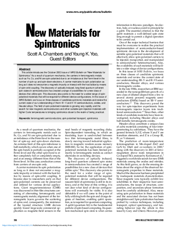 (PDF) New Materials for Spintronics