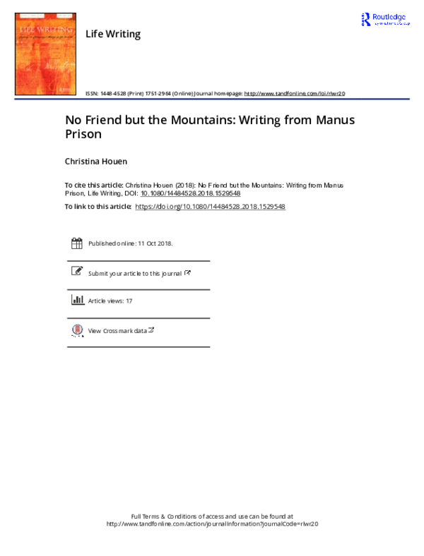 (PDF) No Friend but the Mountains: Writing from Manus Prison