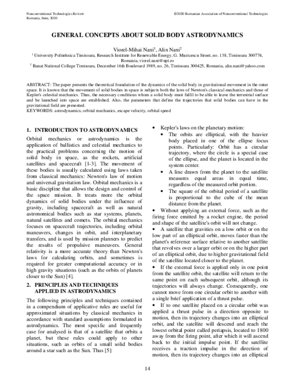 (PDF) General Concepts About Solid Body Astrodynamics