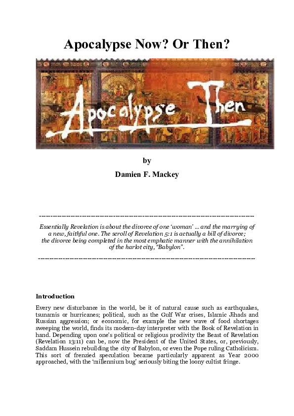 (DOC) Apocalypse Now? Or Then?