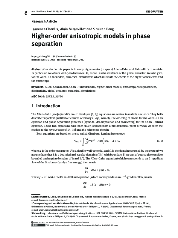 (PDF) Higher-order anisotropic models in phase separation